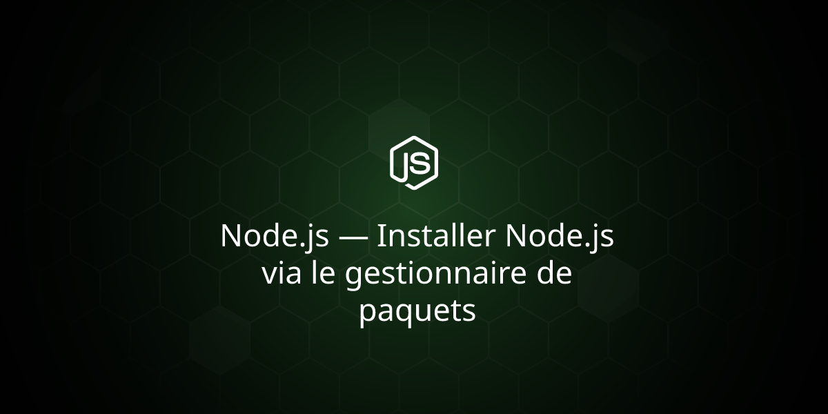 Nodejs — Installer Nodejs Via Le Gestionnaire De Paquets 